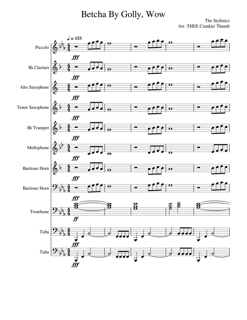 Betcha By Golly, Wow- The Stylistics, Arr., C. Beatty Sheet Music for ...