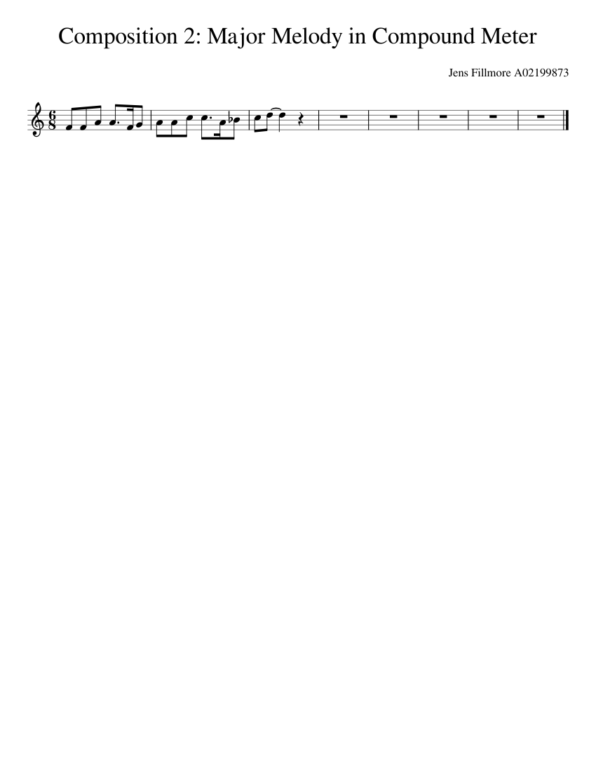 Composition 2: Major Melody in Compound Meter Sheet music for Piano ...