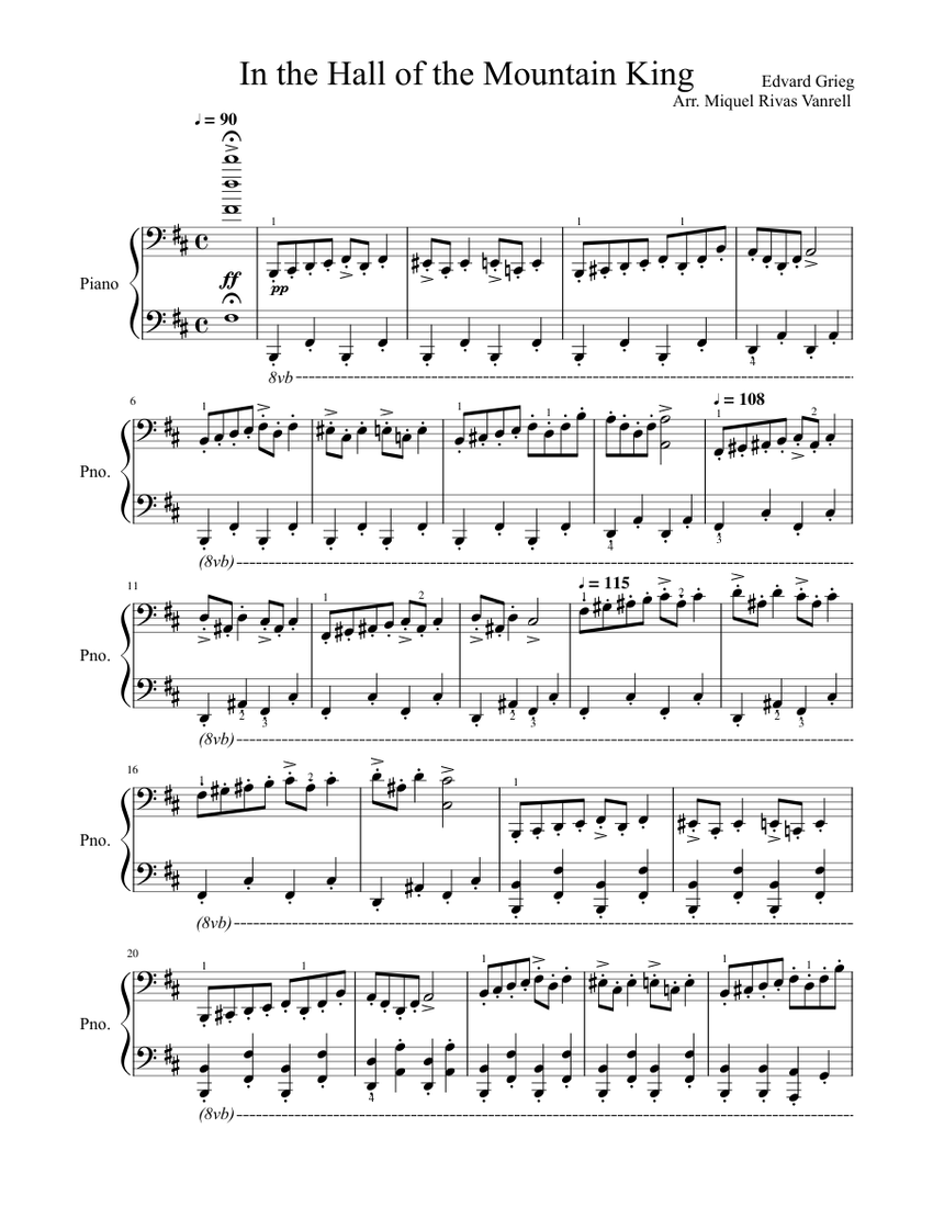 In the Hall of the Mountain King Sheet music for Piano (Solo ...
