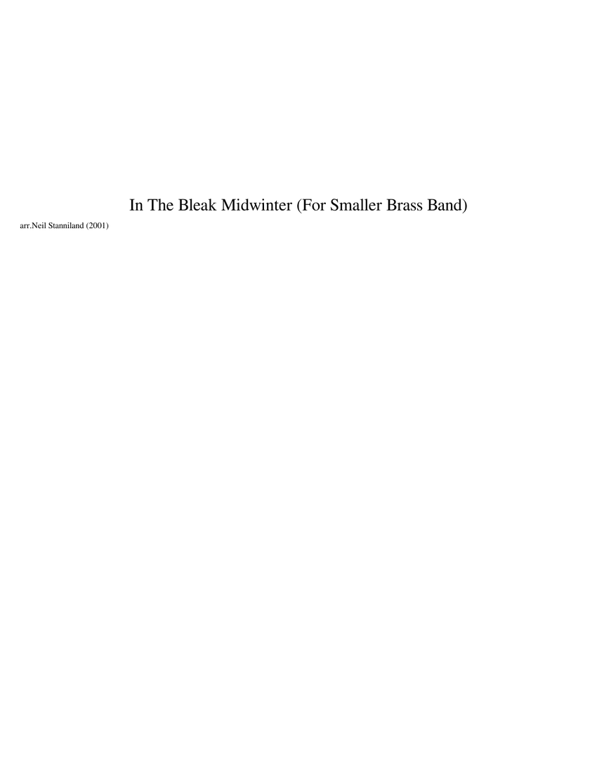 In The Bleak Midwinter (For Smaller Brass Band) Sheet Music for Bass ...