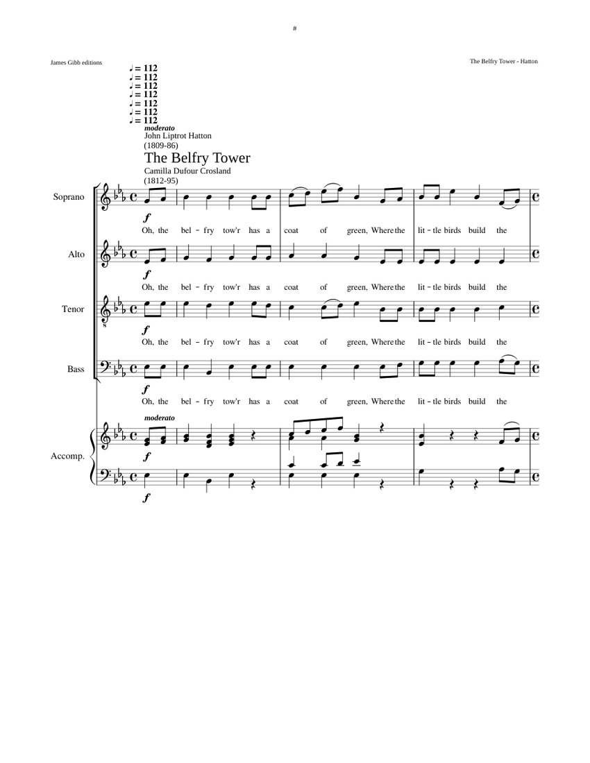 The Belfry Tower - John Liptrot Hatton Sheet music for Bass guitar ...