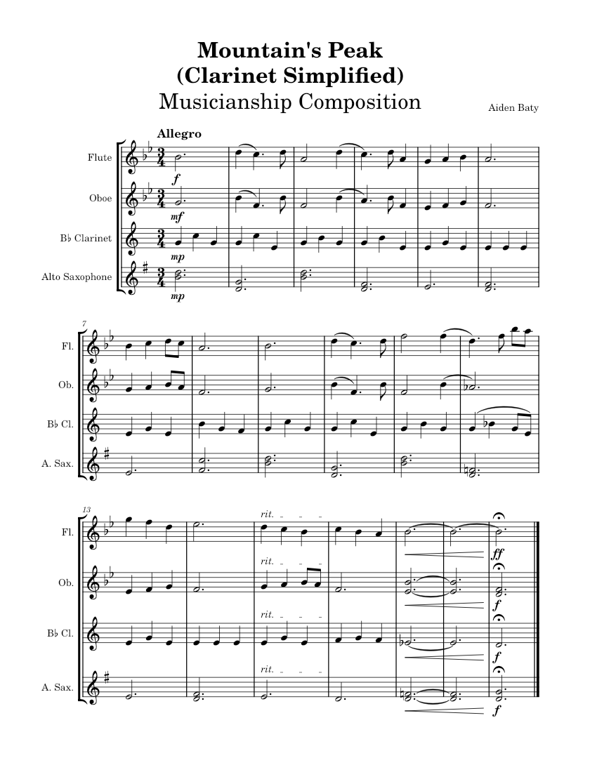 Mountains Peak Clarinet Simplified Woodwind Ensemble Musicianship ...