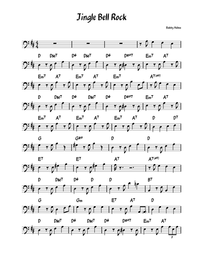 Jingle Bell Rock – Bobby Helms (Bass) Sheet Music with Chords for Bass ...