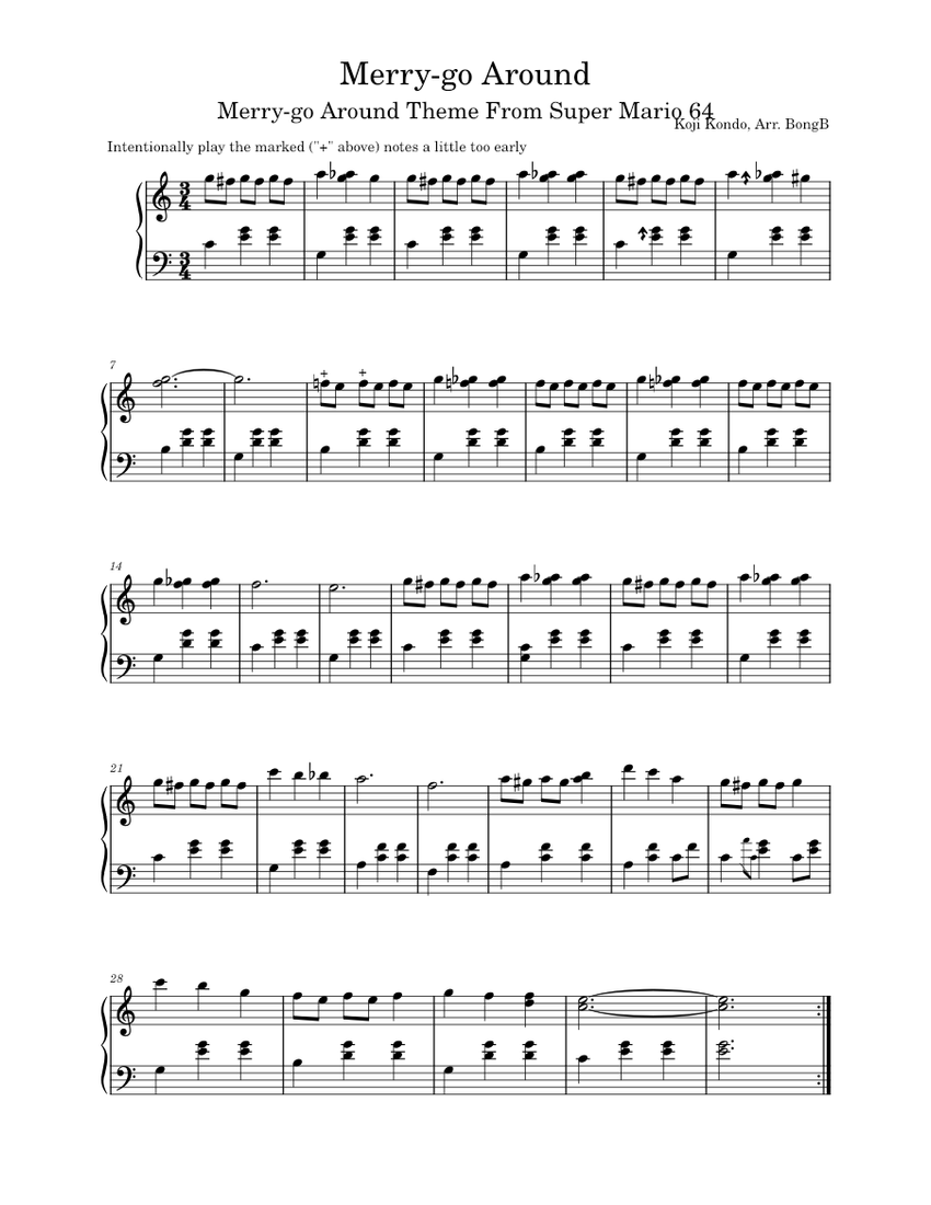 Super mario 64 - Merry Go Round – Misc Computer Games Sheet music for ...