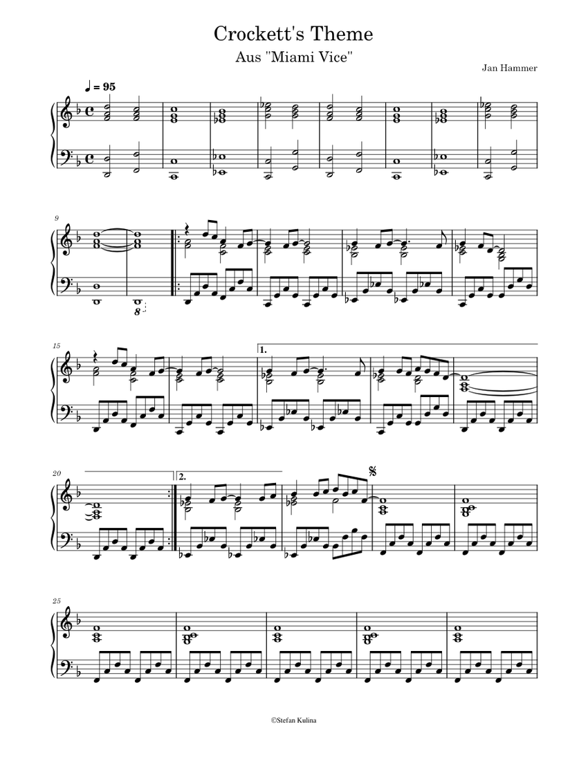 Crockett’s Theme – Jan Hammer Sheet music for Piano (Solo) | Musescore.com
