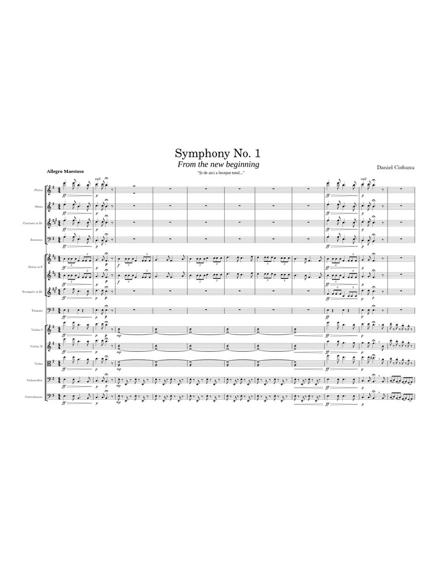 Symphony No. 1 From the New Beginning Sheet music for Flute, Oboe ...