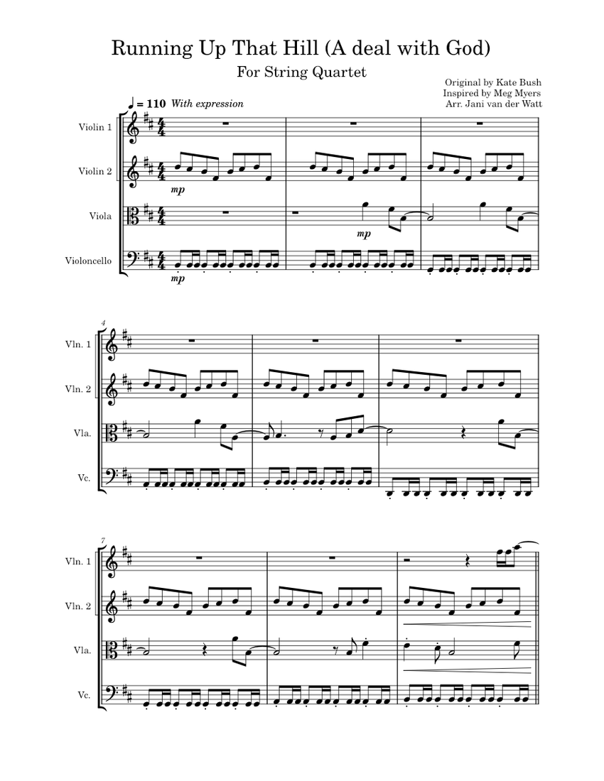 Running Up That Hill – Kate Bush (From Stranger Things) Sheet Music for ...