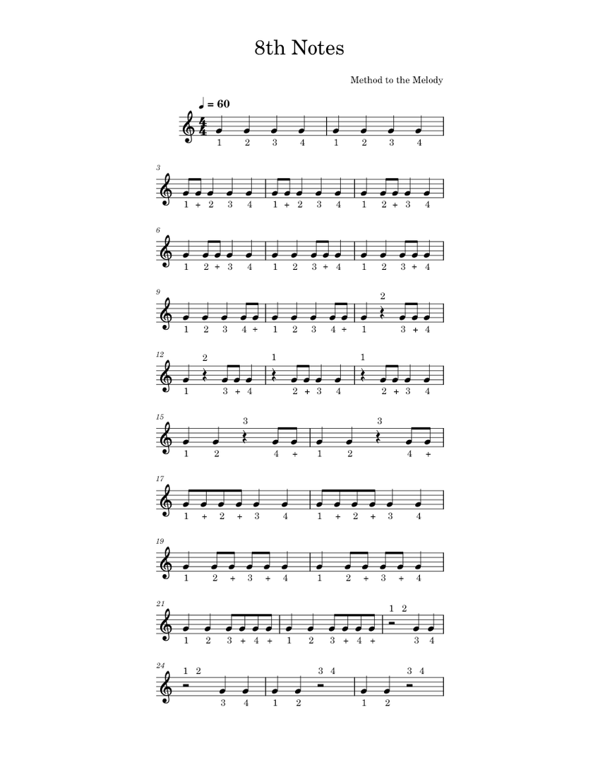 8th Note Counting Sheet music for Piano (Solo) | Musescore.com