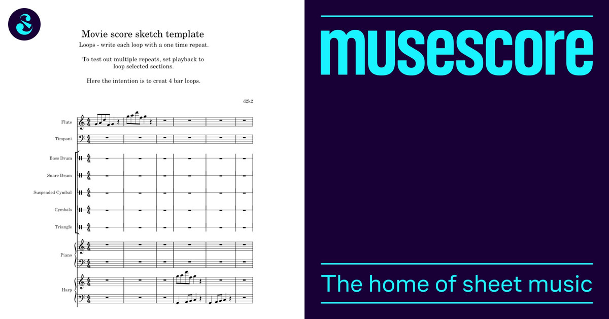 Movie score sketch template-loops4 – dave2020X Sheet music for Piano ...