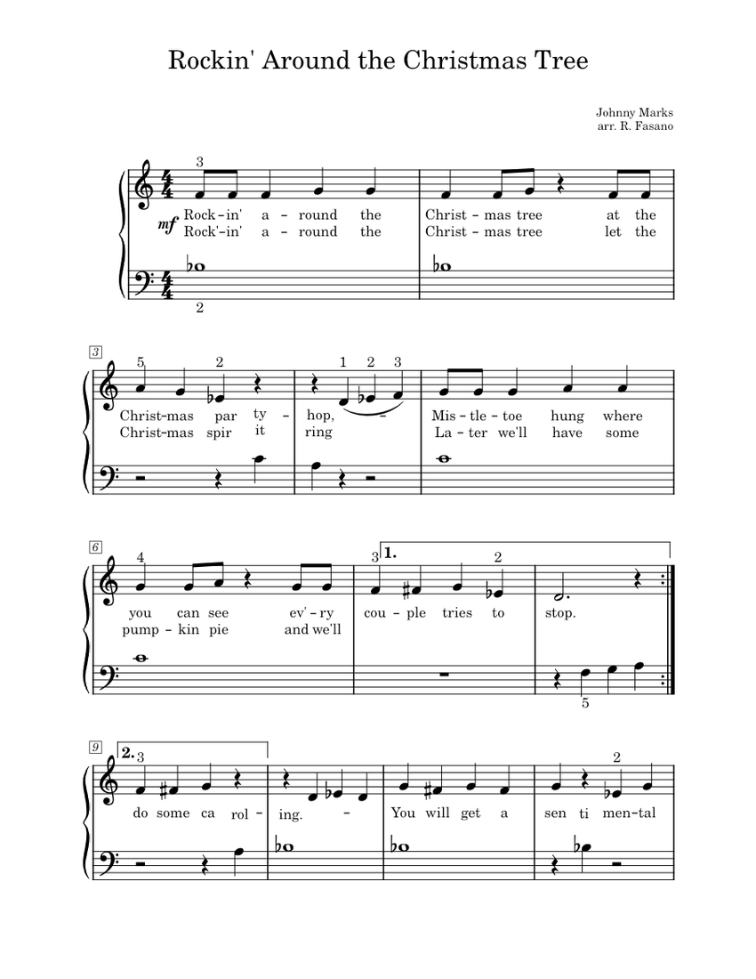 Rockin' Around the Christmas Tree Sheet Music for Piano (Solo) easy ...