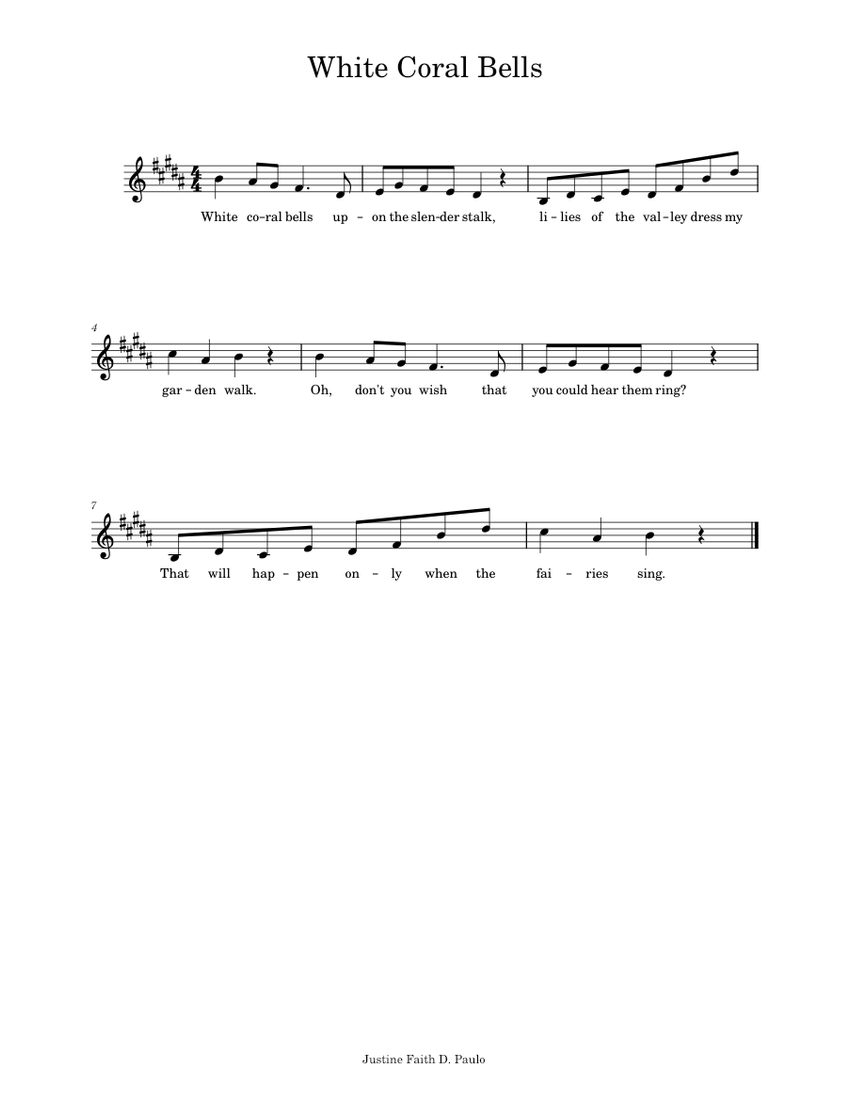 White coral bells – Misc Children Sheet music for Piano (Solo ...