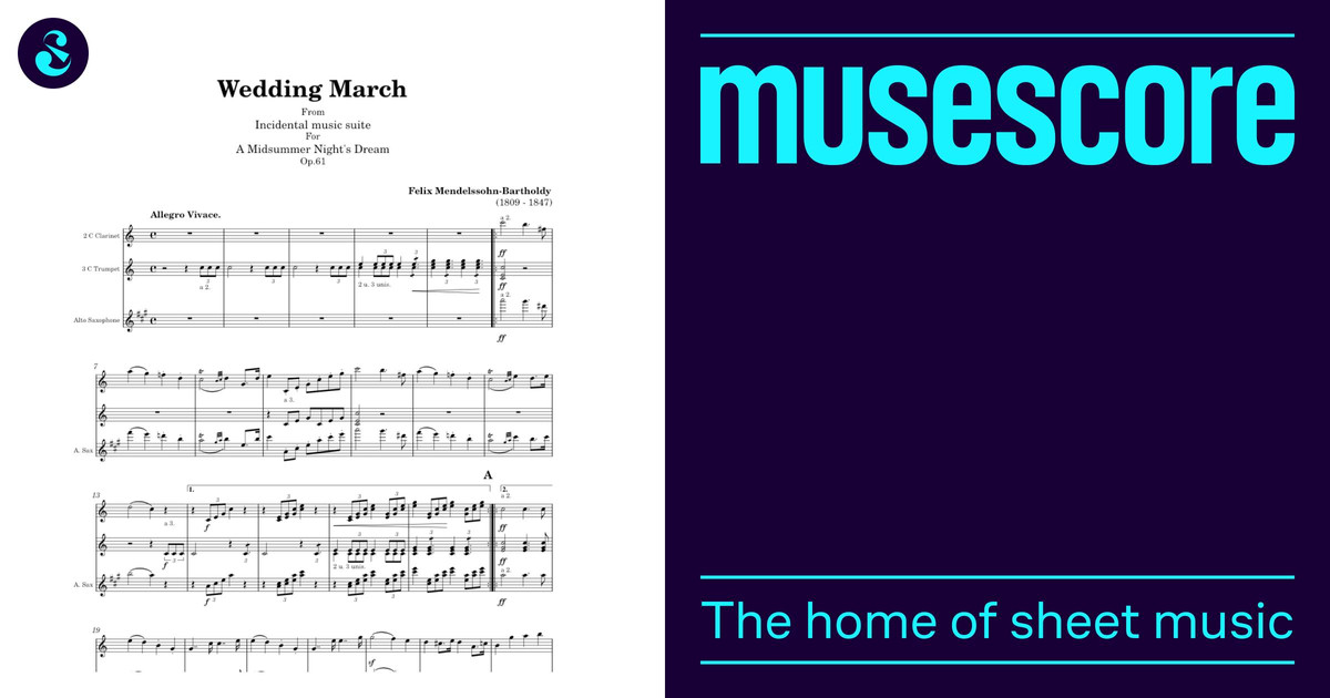 Wedding March Sheet Music for Saxophone alto, Clarinet other, Trumpet ...