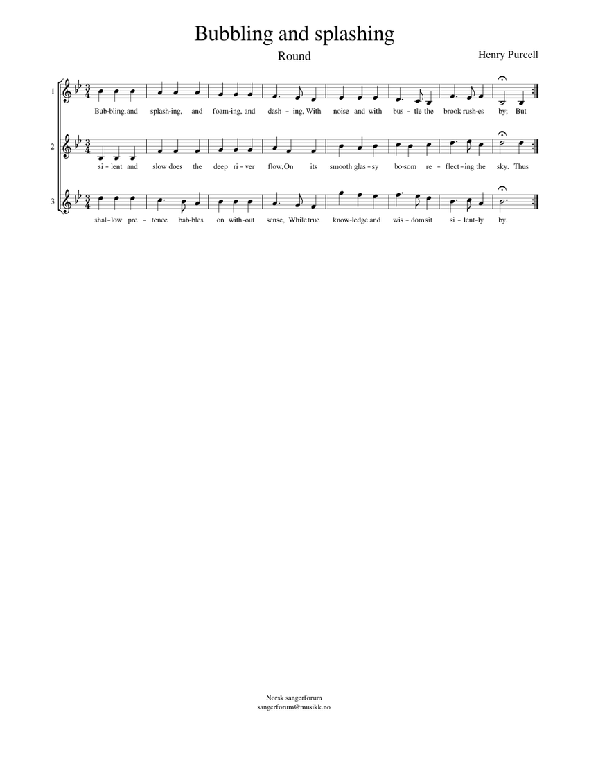 Bubbling and splashing Sheet Music for Vocals (Choral) | MuseScore.com