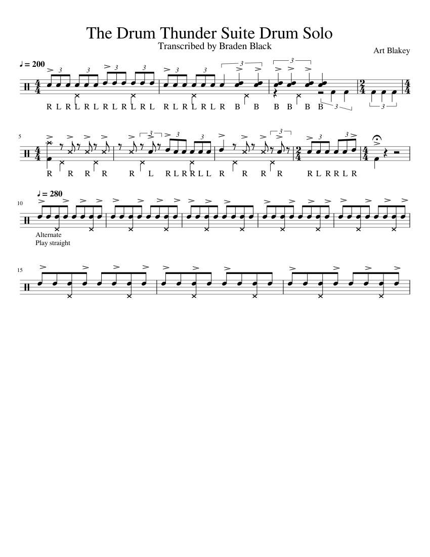 The Drum Thunder Suite Drum Solo Sheet Music with Chords for Drum group (Solo) | MuseScore.com