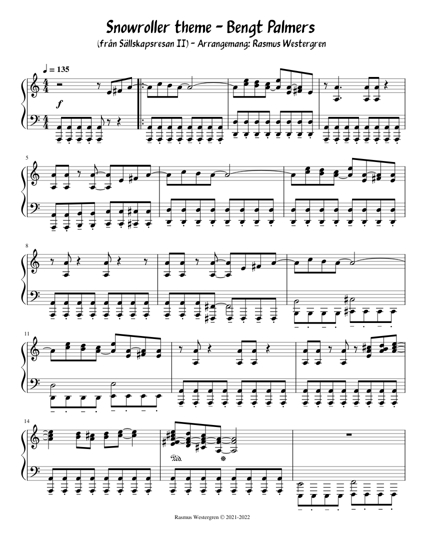 Snowroller Tema – Bengt Palmers Snowroller theme, piano (Sällskapsresan ...