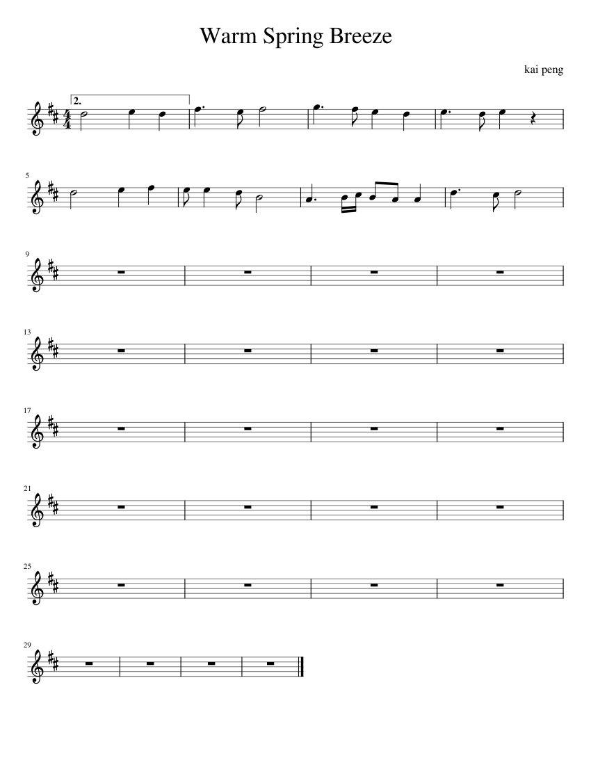 Warm Spring Breeze Sheet music for Piano (Solo) | Musescore.com