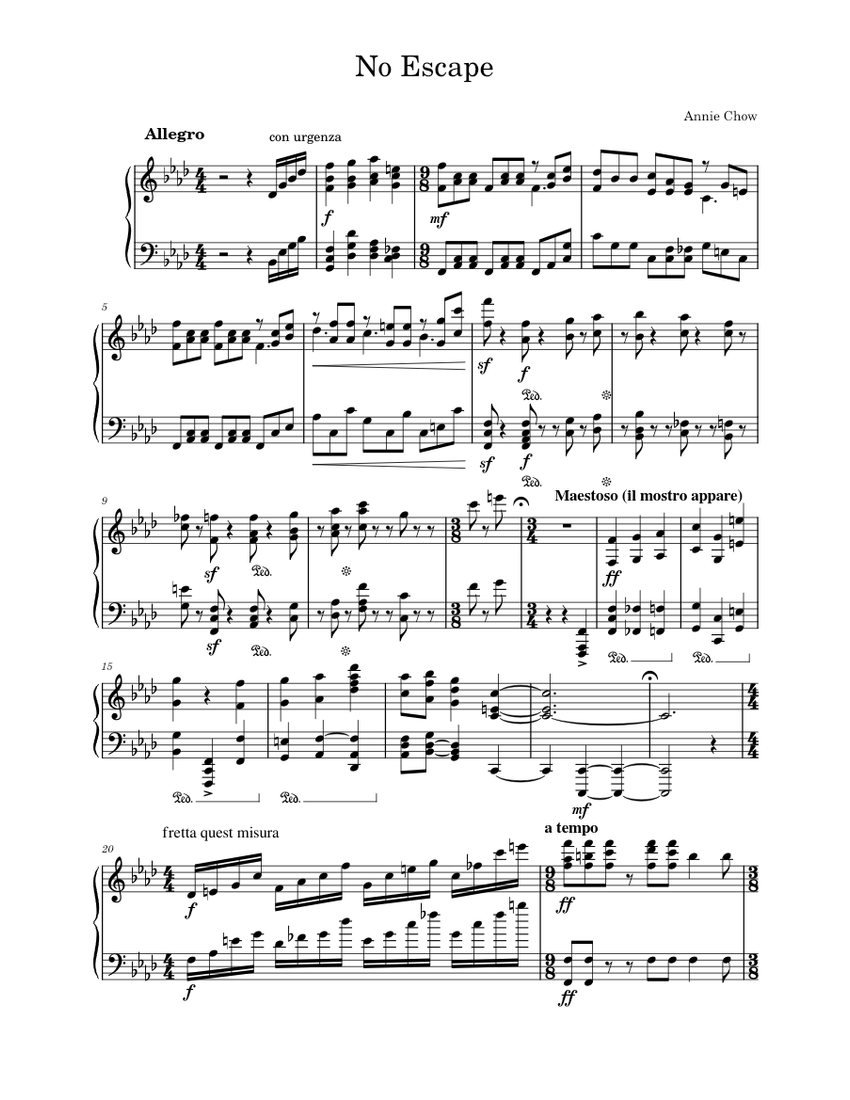 No Escape Sheet music for Piano (Solo) | Musescore.com