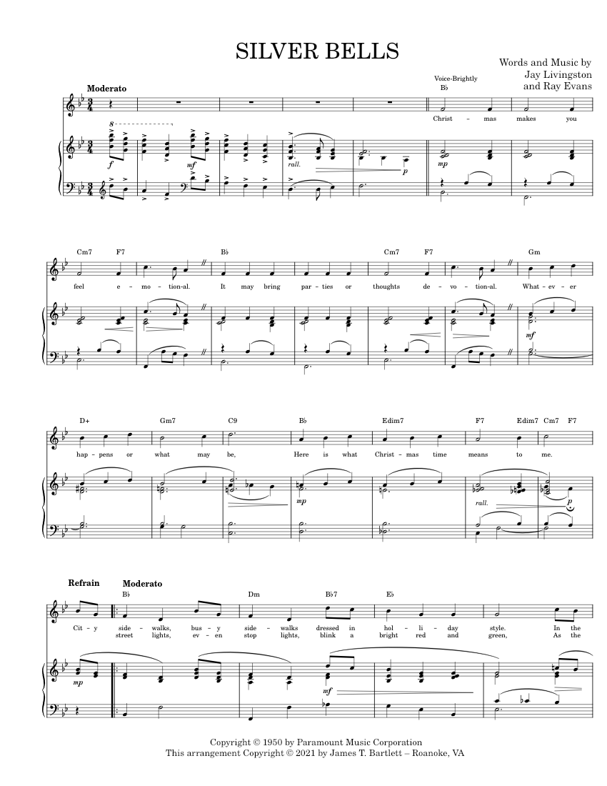 Silver Bells Sheet music for Piano, Vocals (Piano-Voice) | Musescore.com