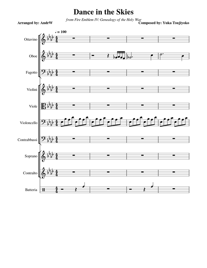 Dance in the Skies Sheet music for Soprano, Alto, Flute piccolo, Oboe ...