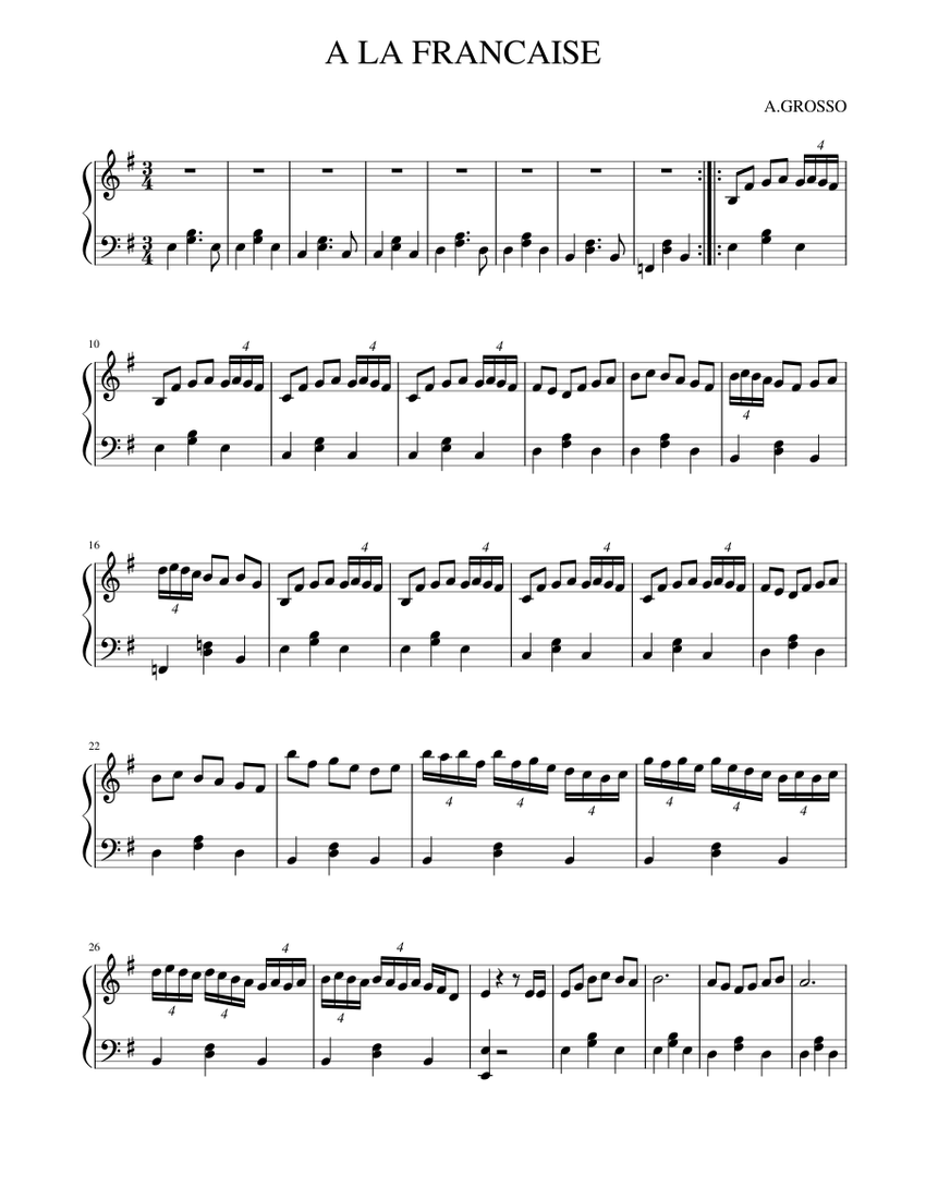 A LA FRANCAISE Sheet music for Piano (Solo) Easy | Musescore.com