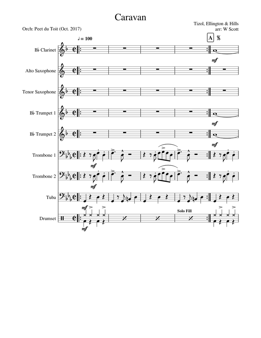 Caravan - Tizol, Ellington & Mills, arr. W Scott (Wind Ensemble) Sheet ...
