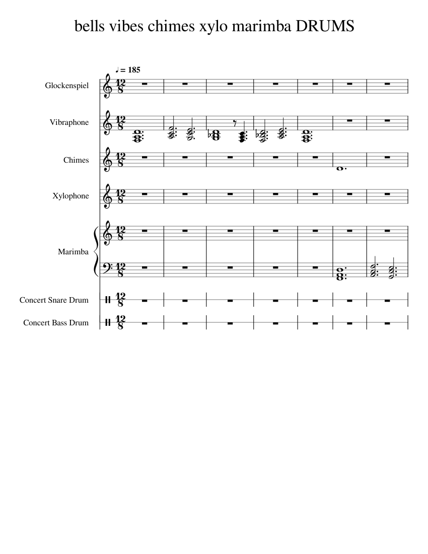 bells vibes chimes xylo marimba drums Sheet music for Vibraphone ...