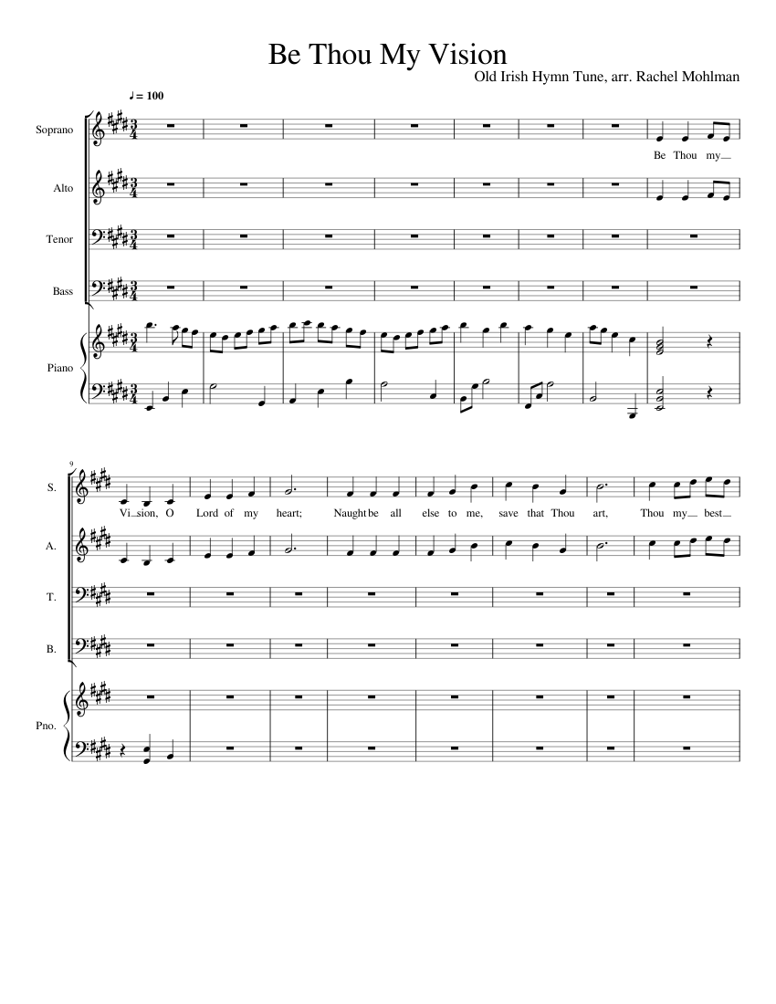 Be Thou My Vision Sheet Music for Piano, Soprano, Alto, Tenor & more ...