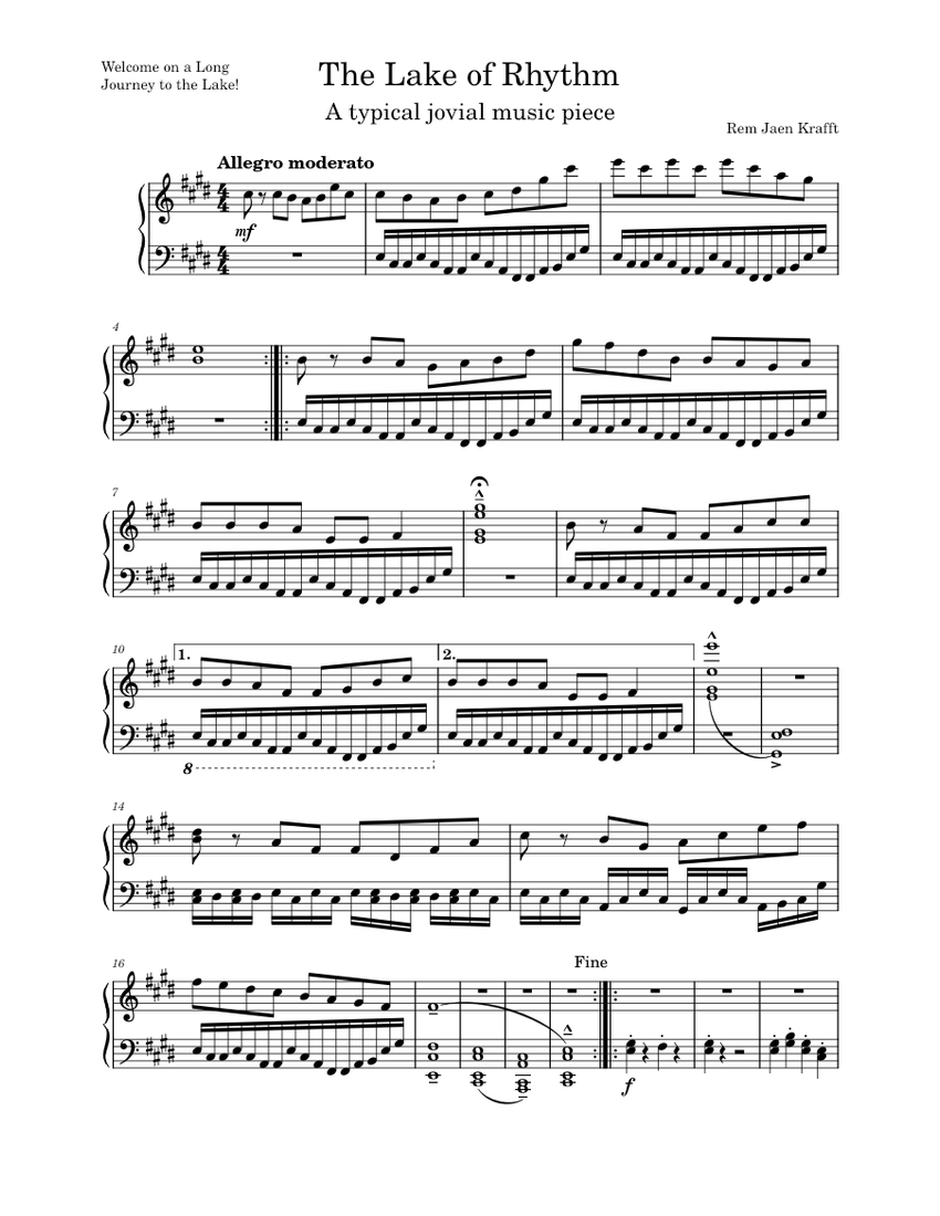 The Lake of Rhythm - Rem Jaen Krafft Sheet music for Piano (Solo ...