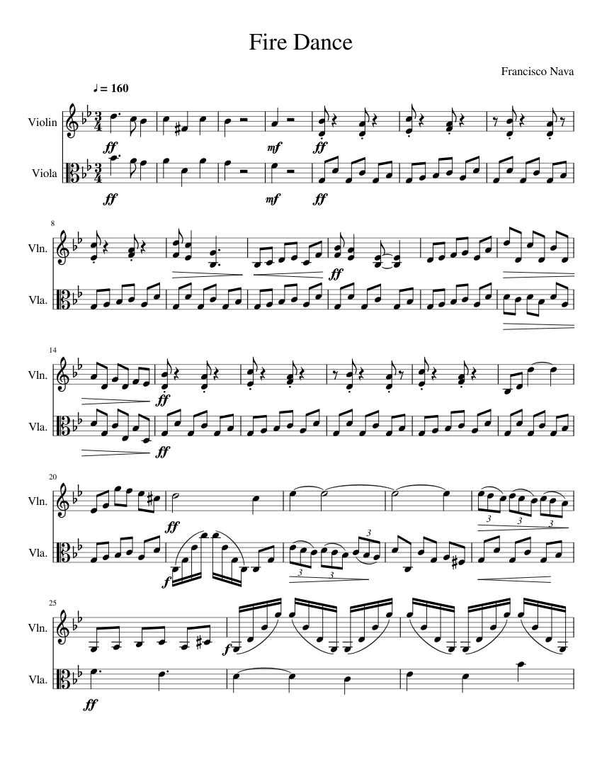 Fire Dance Sheet Music for Violin, Viola (String Duet) | MuseScore.com