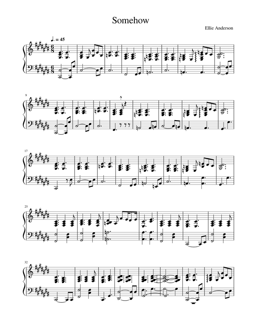 Somehow Sheet music for Piano (Solo) Easy | Musescore.com