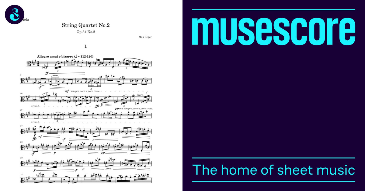 String Quartet No.2, Op.54 No.2 Viola PART – Max Reger Sheet music for Viola (String Quartet ...