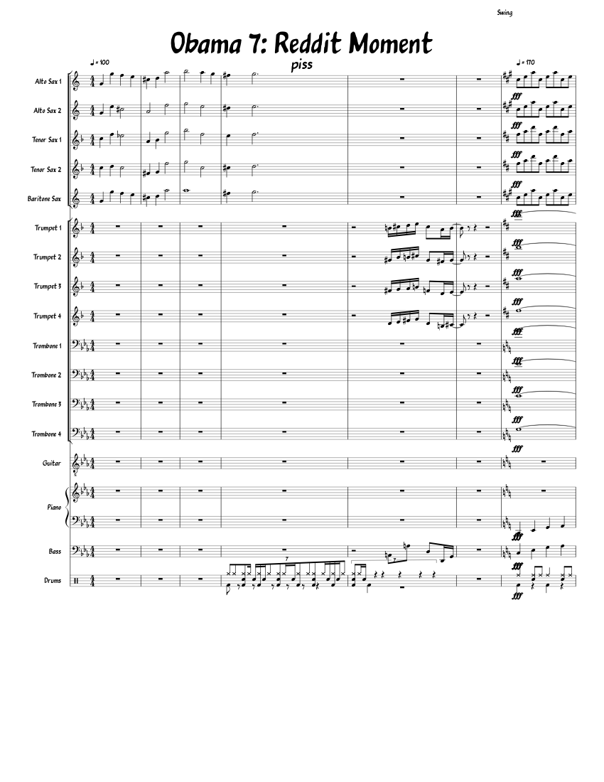 Obama 7: Reddit Moment Sheet music for Piano, Trombone, Saxophone alto ...