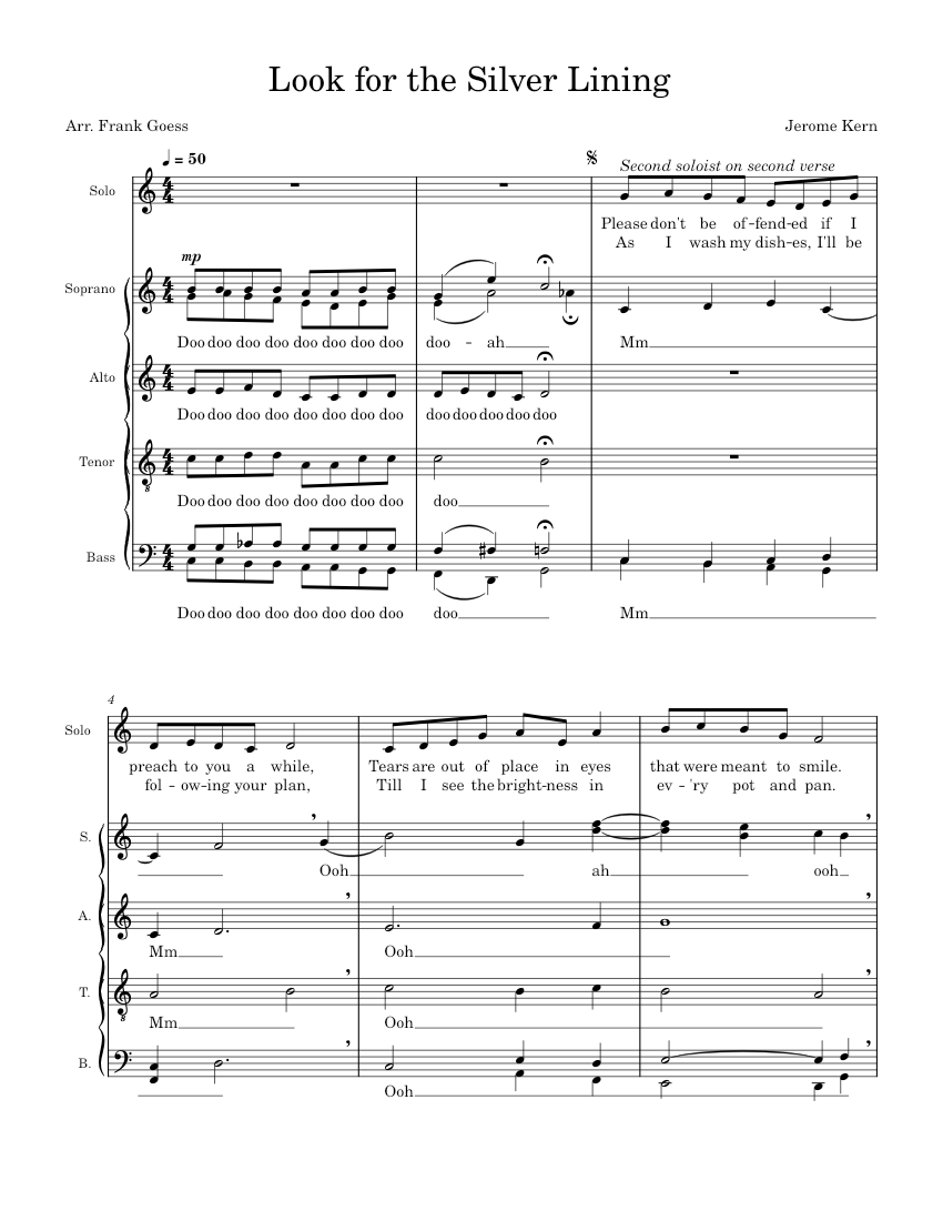 Look for the silver lining – Jerome Kern Sheet music for Piano (SATB ...