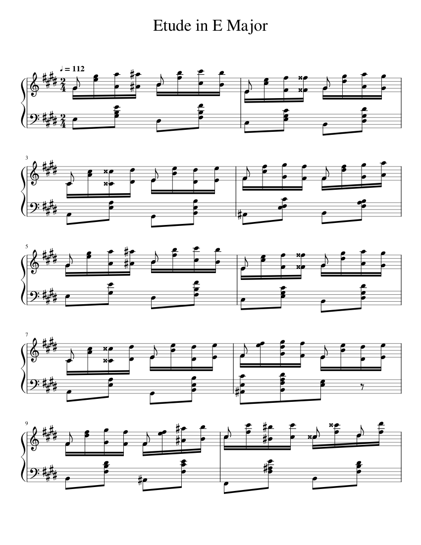 Etude in E Major Sheet music for Piano (Solo) | Musescore.com