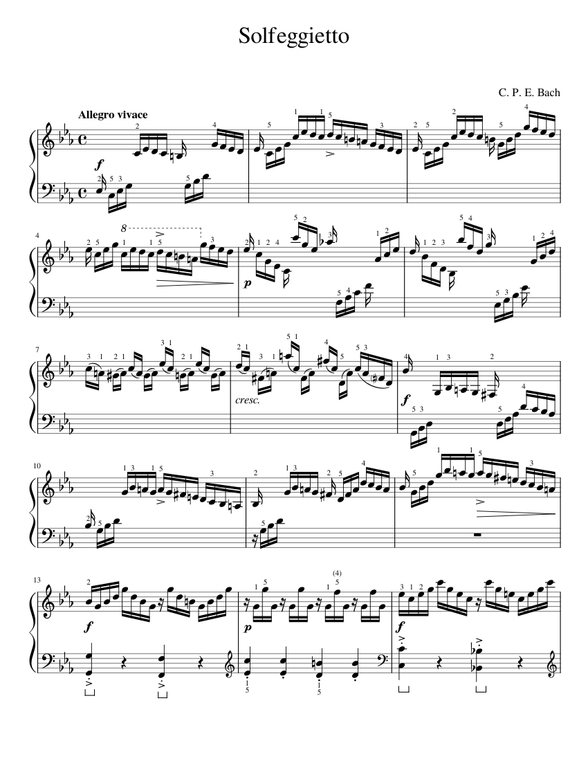 Solfeggietto - C. P. E. Bach Sheet Music for Piano (Solo) | MuseScore.com