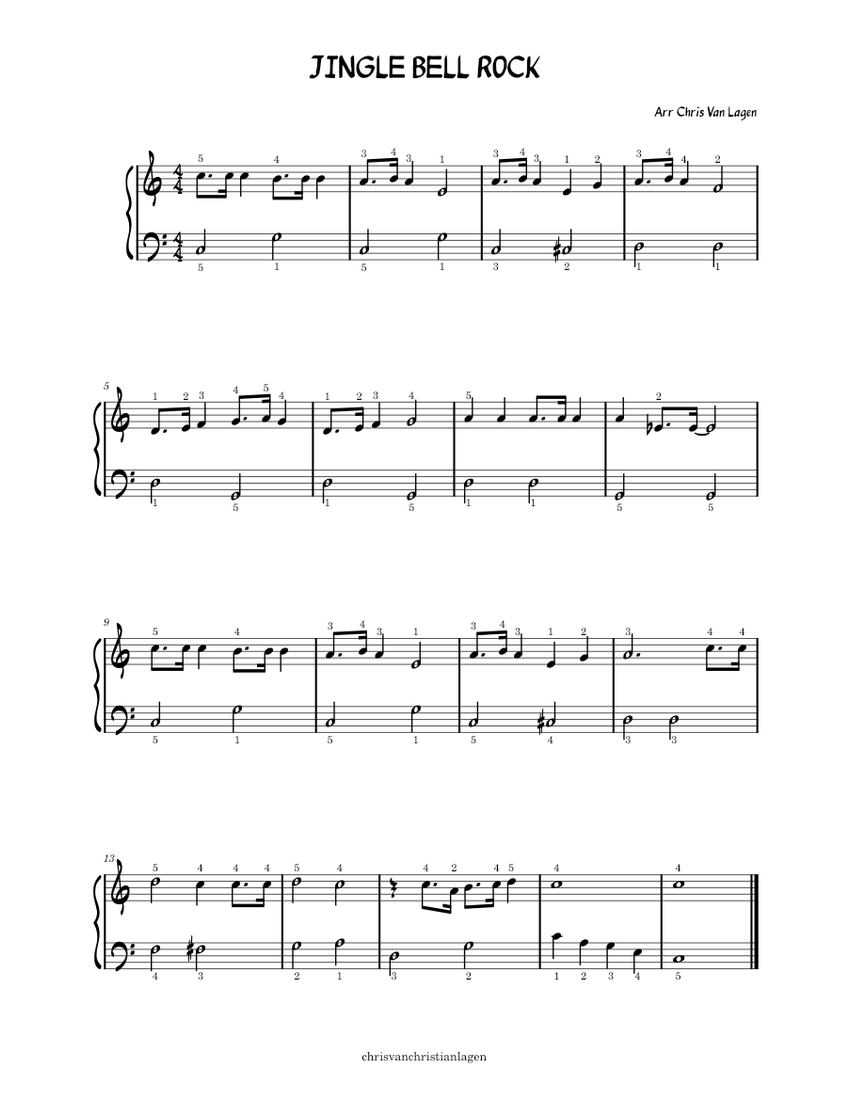 JINGLE BELL ROCK Sheet Music for Piano (Solo) Easy | MuseScore.com