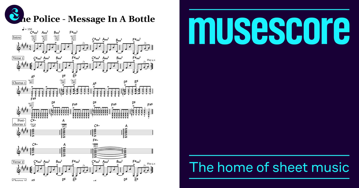 Message In A Bottle - The Police (guitar lead sheet) Sheet Music for ...