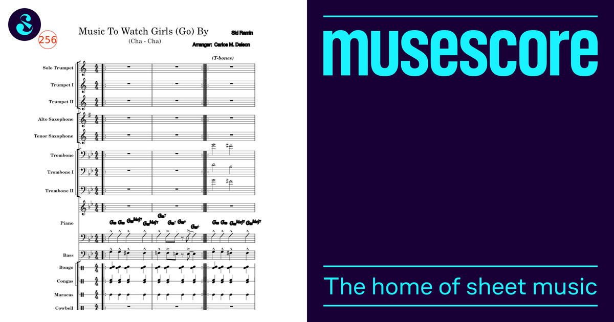 Music to Watch Girls By – Sid Ramin Sheet Music with Chords for Piano, Trombone, Saxophone alto ...