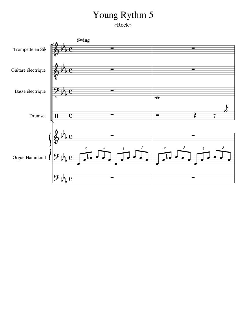 Young Rythm 5 Sheet music for Organ, Trumpet in b-flat, Guitar, Bass ...
