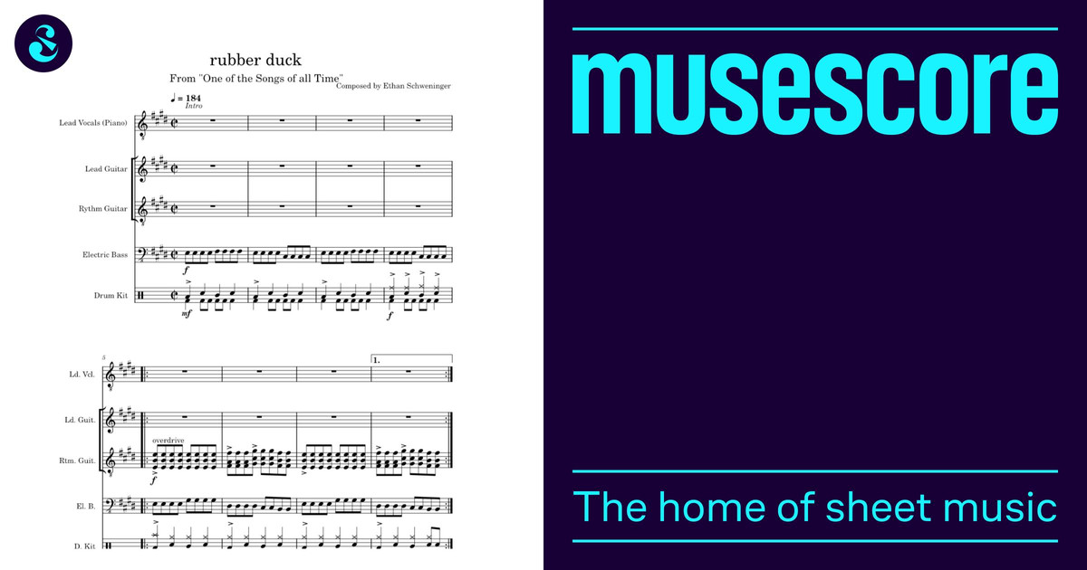 rubber duck Sheet music for Piano, Guitar, Bass guitar, Drum group ...