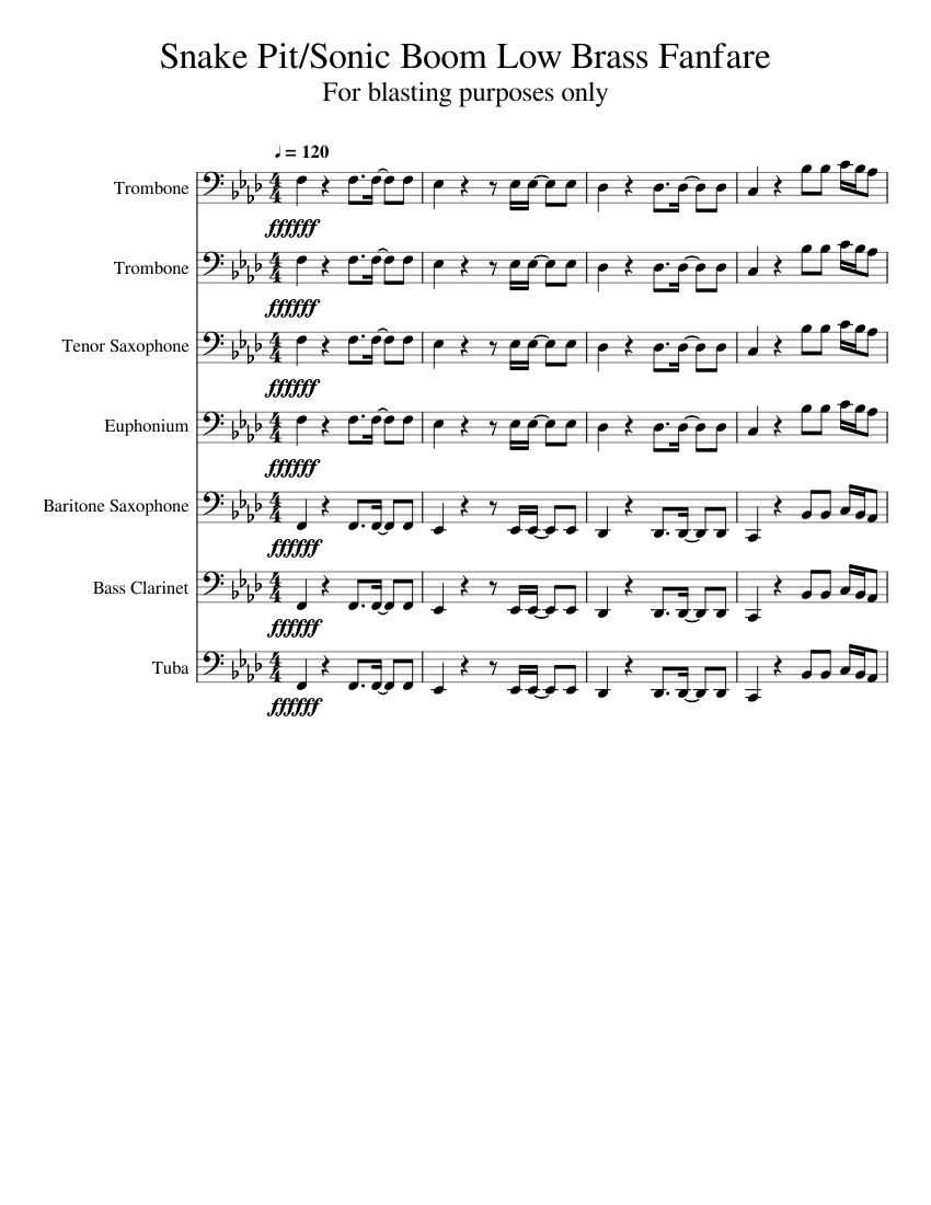 Snake Pit - Sonic Boom Sheet music for Trombone, Euphonium, Tuba ...