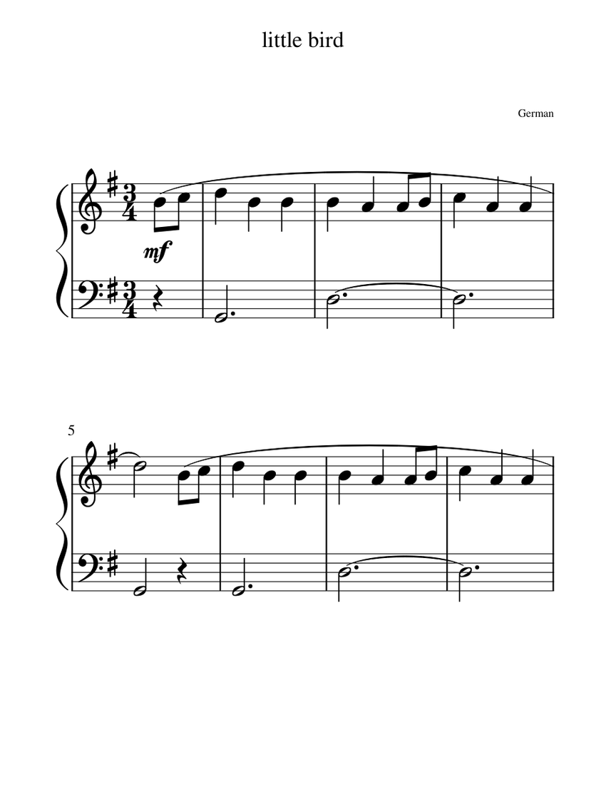 Little bird Sheet music for Piano (Solo) Easy | Musescore.com