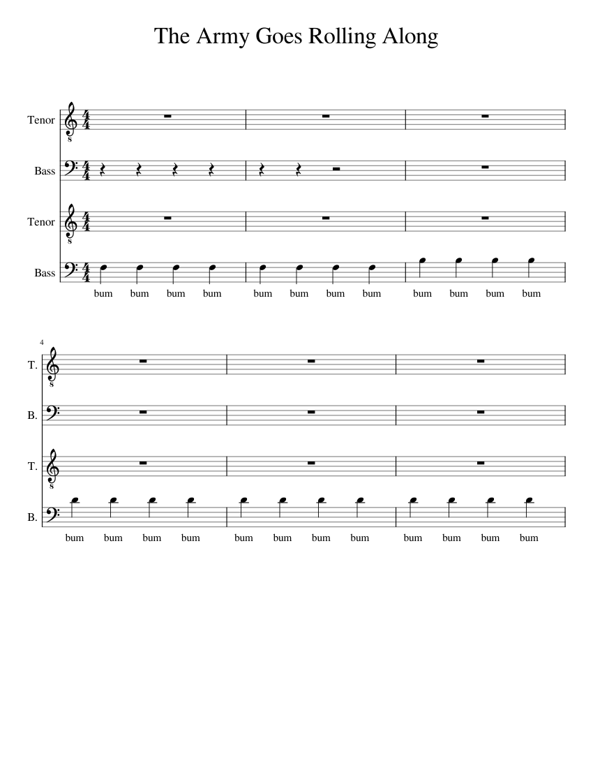 The Army Goes Rolling Along Sheet music for Tenor, Bass voice (Choral ...