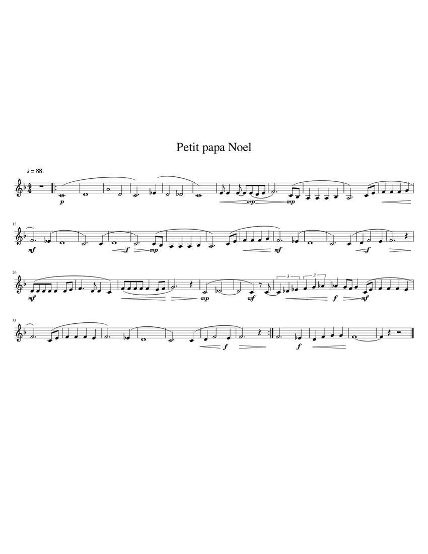 Petit papa Noel Sheet Music for Clarinet in b-flat (Solo) | MuseScore.com