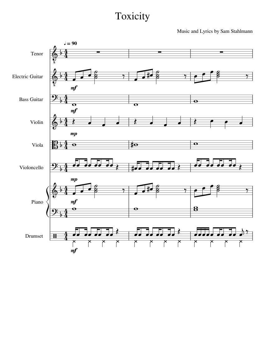 Toxicity Sheet music for Piano, Tenor, Violin, Viola & more instruments ...