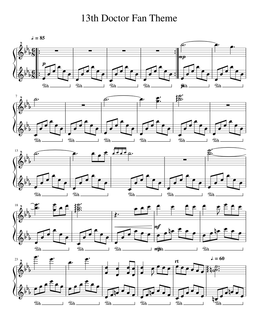 Doctor Who: 13th Doctor fan theme Sheet Music for Piano (Solo ...