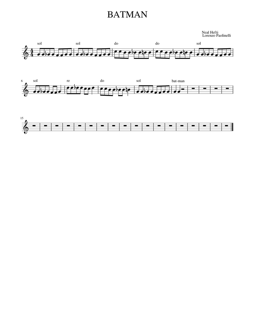 BATMAN Sheet Music for Piano (Solo) Easy | MuseScore.com