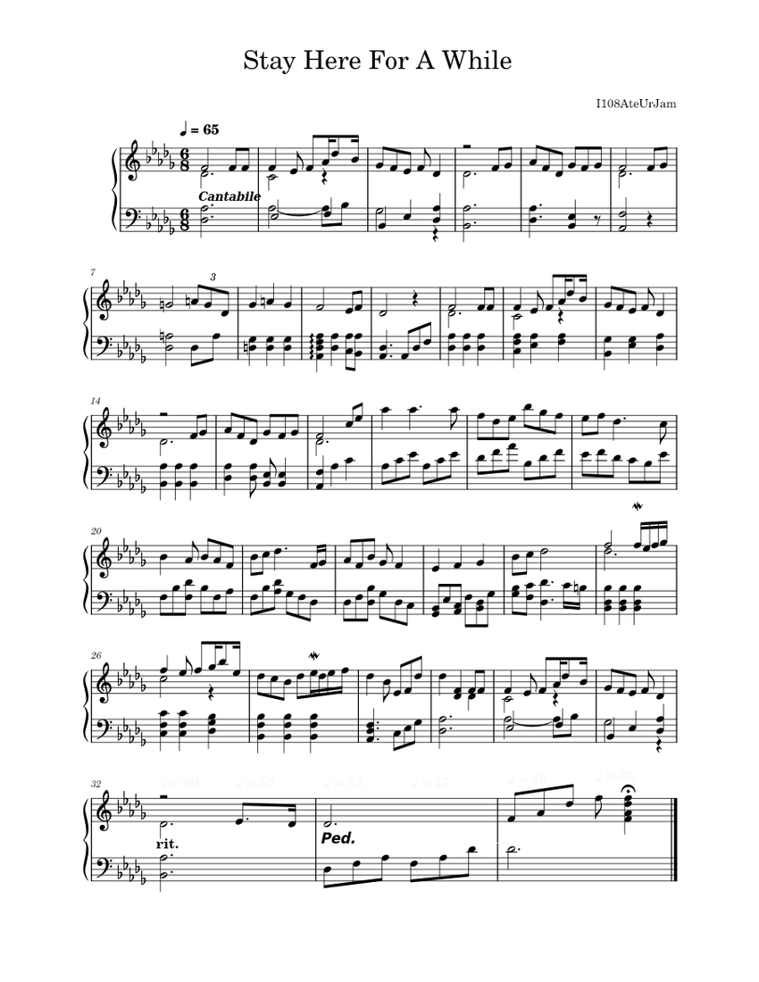 Stay Here For A While Sheet music for Piano (Solo) Easy | Musescore.com