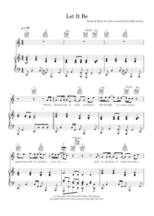 Play Official version of Let it be Sheet Music by The Beatles for Piano ...