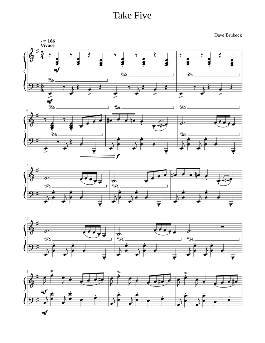 Take_Five_-_Dave_Brubeck-_ Sheet music for Piano (Solo) | Musescore.com